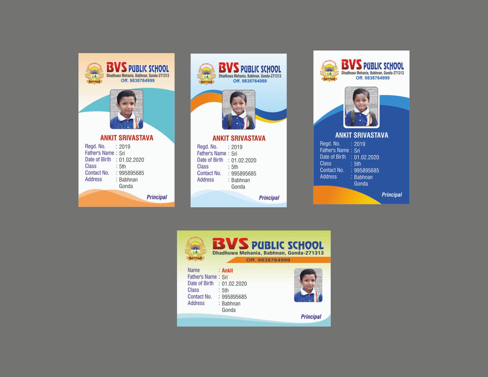 Premium School ID Card Format CDR Customizable Templates - Vecteno
